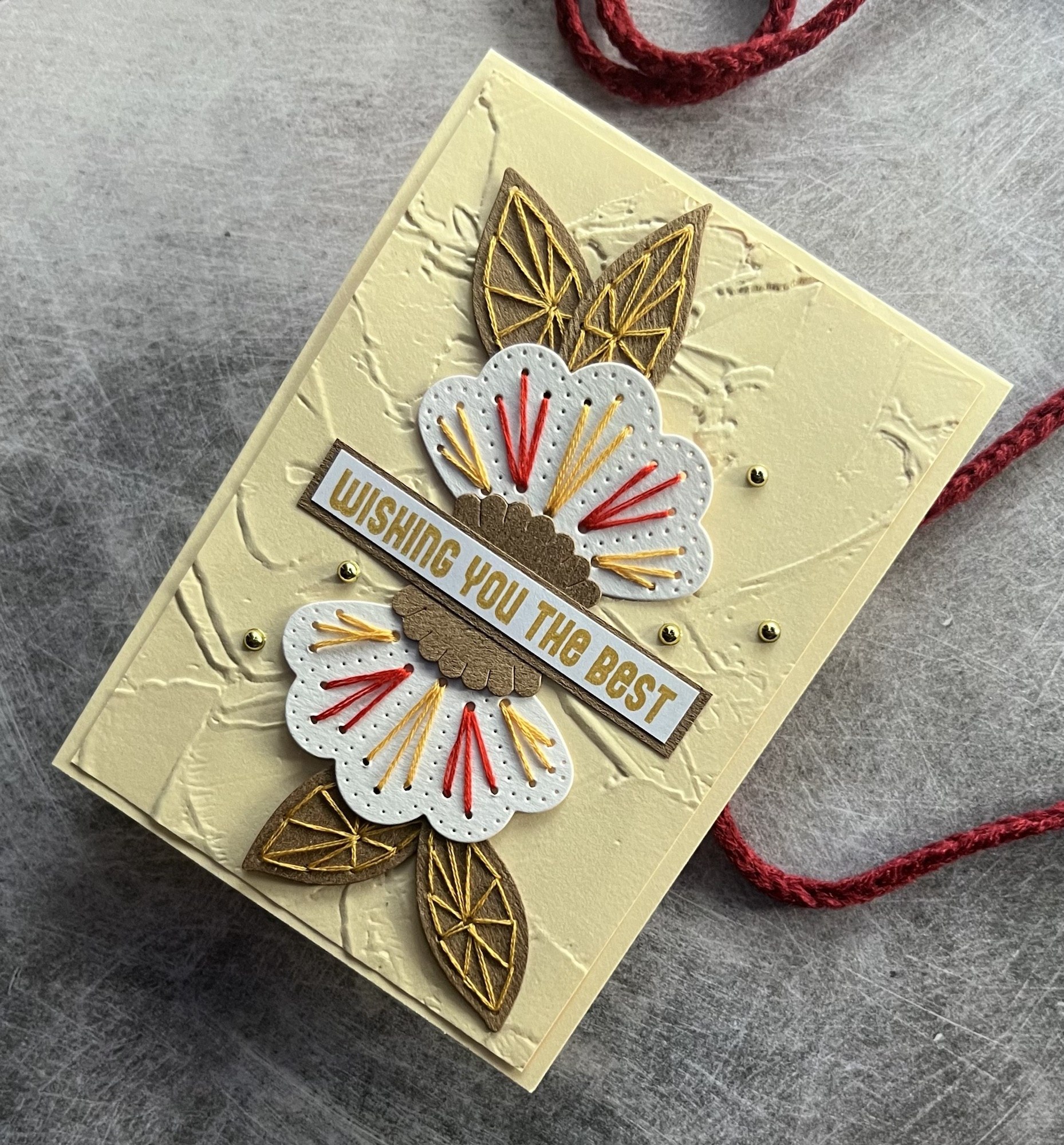 Stitched flower card – Inkyfingeredcat