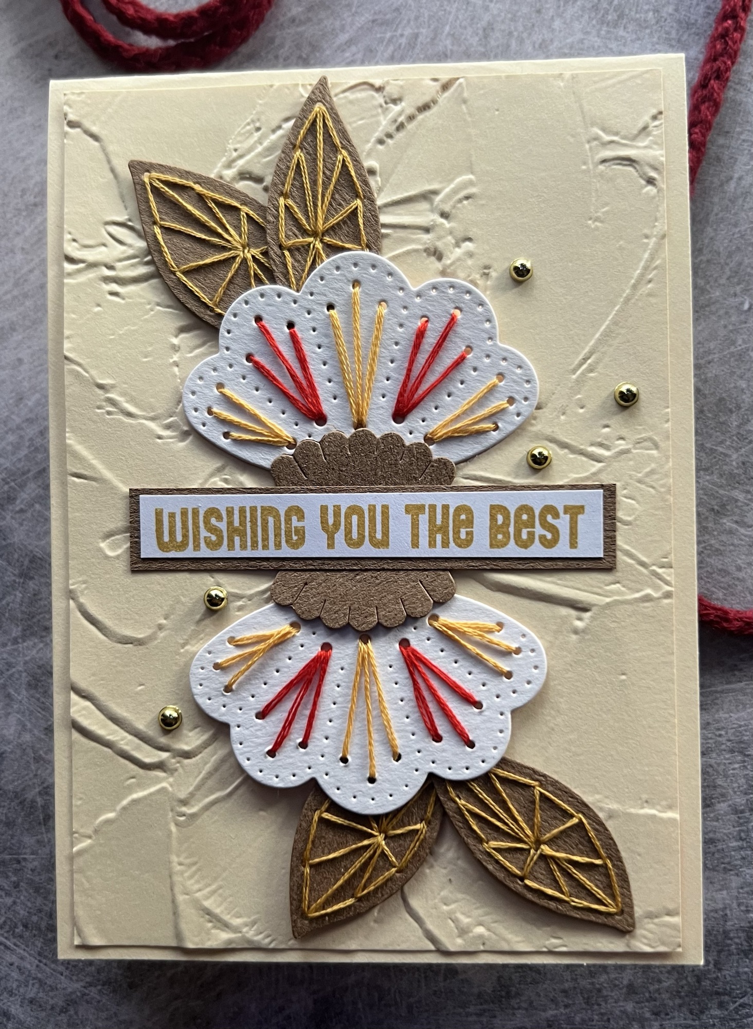 Stitched flower card – Inkyfingeredcat